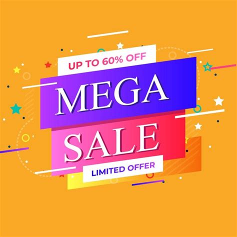 화려한 배경의 메가세일 포스터 프리미엄 벡터