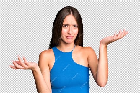 Premium Psd Shrugging With A Dumb Crazy Confused Puzzled Expression Feeling Annoyed And Clueless