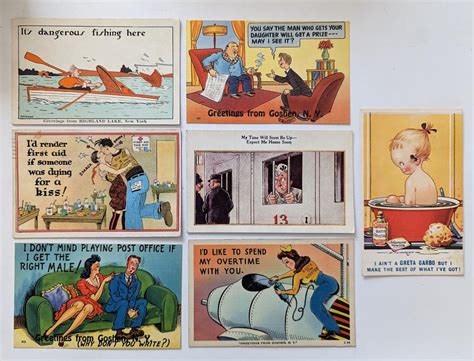 Lot Vintage Group Set 7 American Illustration Postcards