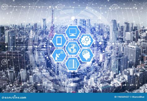 Smart City And Wireless Communication Network Stock Image Image Of