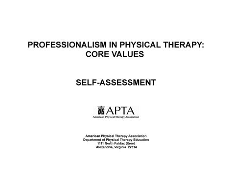 Apta Core Values Self Assessment Fillable Form Printable Forms Free Online