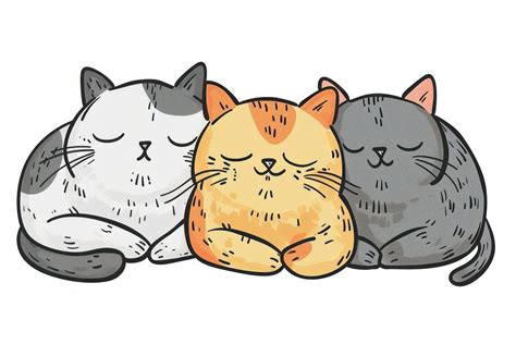 Three Tabby Cat Cuddle Illustration Free Photo Illustration Rawpixel