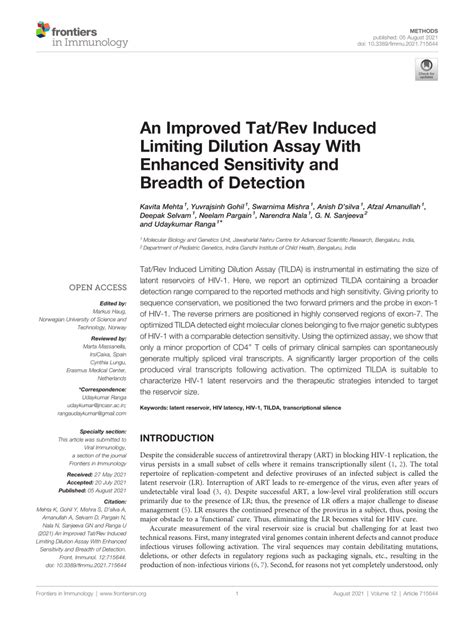 Pdf An Improved Tatrev Induced Limiting Dilution Assay With Enhanced