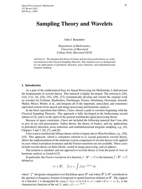 PDF Sampling Theory And Wavelets