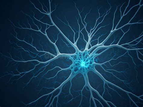 Illustration Of A Neuron Cell With Neurons And The Nervous System Stock Illustration