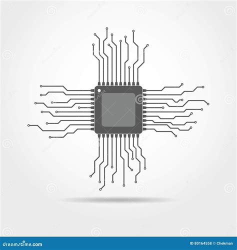 Chip With Circuit Board Vector Illustration Stock Illustration