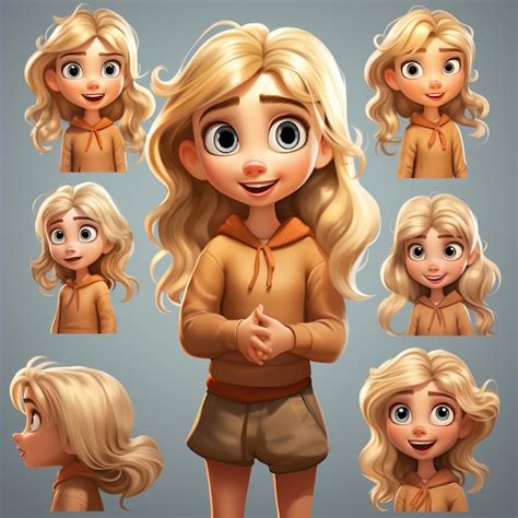 Premium Vector Blonde Haired Girl Short Cartoon Style Character Cartoon M
