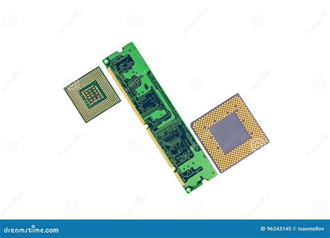 Computer Memory Chip With Two Processors Stock Image Image Of Macro Isolated