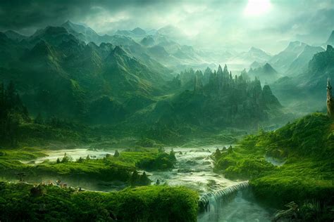 Fantasy Landscapes Elven City Digital Print Screen Saver Fantasy