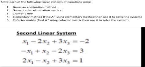 solved solve each of the following linear systems of