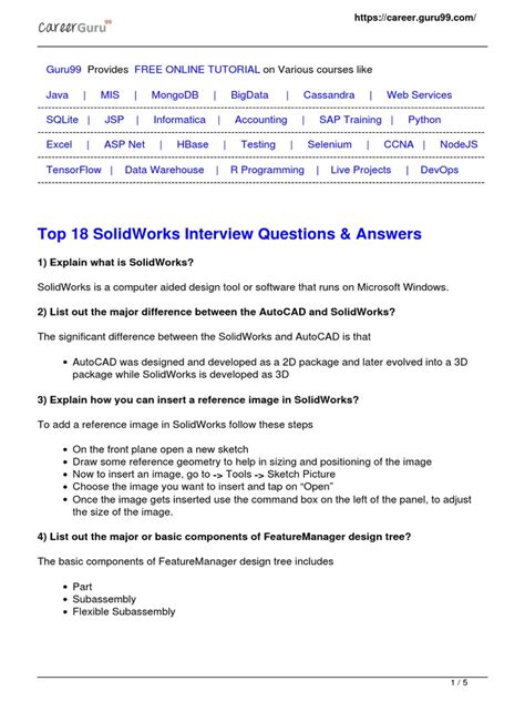 Top 18 Solidworks Interview Questions And Answers 1 Explain What Is