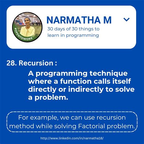 narmatha m on linkedin recursion class object techinnovation efficiency linkedinlearning…