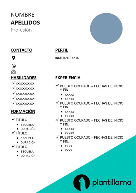 CURRICULIM VITAE BÁSICO Descarga GRATIS en Word