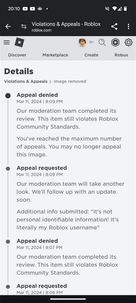 Is Roblox Moderation Even Checking Their Appeals R Robloxbans