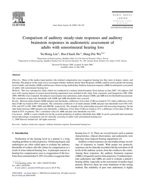 Pdf Comparison Of Auditory Steady State Responses And Auditory