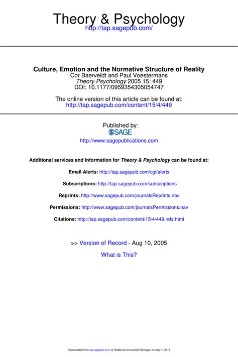 Pdf Culture Emotion And The Normative Structure Of Reality