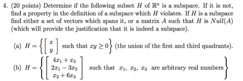 solved 4 20 points determine if the following subset h of