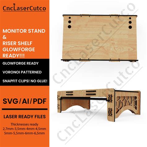 Monitor Stand Svg Laptop Stand Laser Cut File Monitor Riser Svg