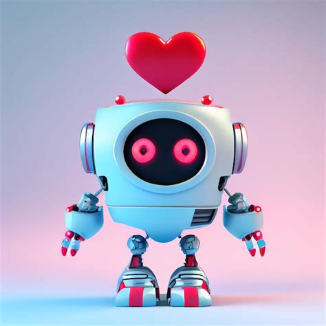 Premium Photo Cute Robot In Love With Heart 3d Render Cartoon