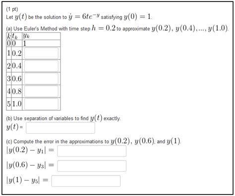 Solved Let Y T Be The Solution To Y Chegg Com
