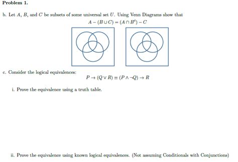 Solved Problem 1 B Let A B And C Be Subsets Of Some Chegg Com