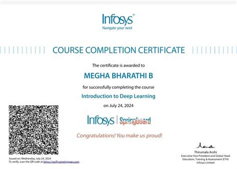 Deeplearning Machinelearning Ai Continuouslearning Infosysspringboard… Megha Bharathi B