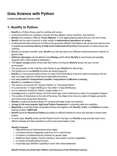 01numpy Python Jupyternotebook Pdf Computer Programming Mathematics