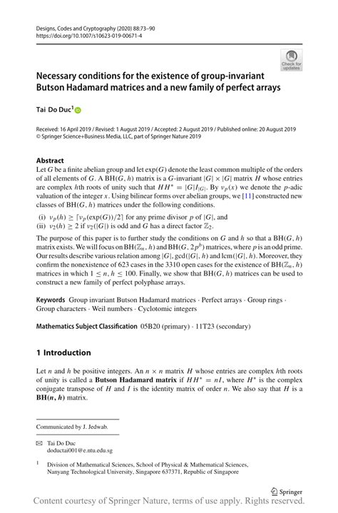 Necessary Conditions For The Existence Of Group Invariant Butson