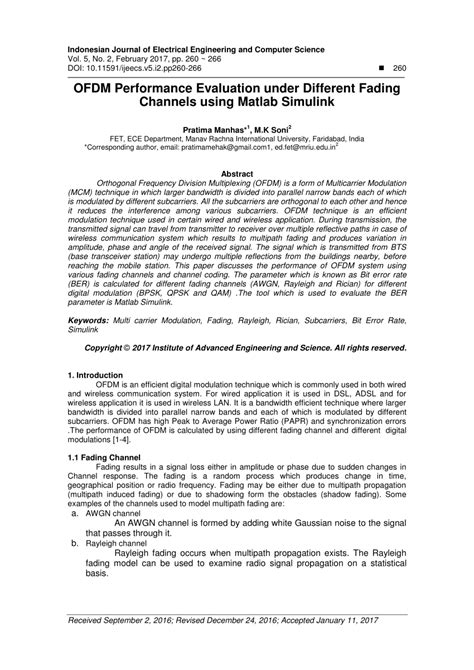 Pdf Ofdm System Performance Evaluation Under Different Fading