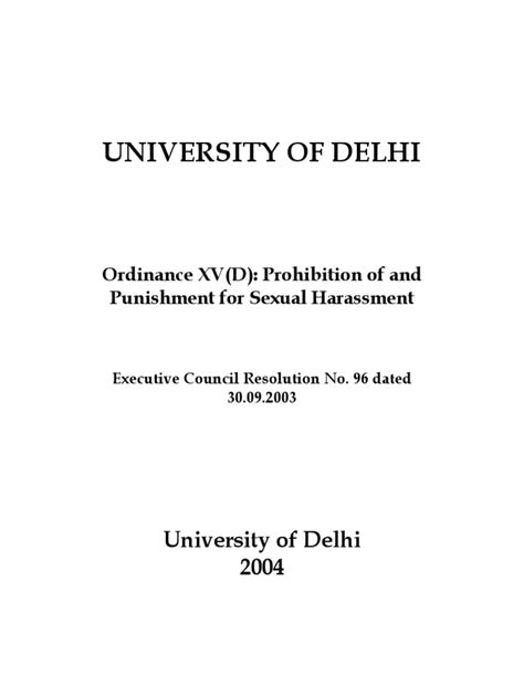 Ordinance Xv D Delhi University Prohibition Of And Punishment For