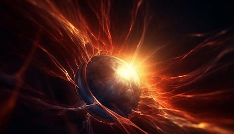 Premium Ai Image Glowing Sphere Orbiting Planet Abstract Natural