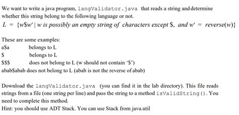 Solved Langvalidator Java File Import Chegg