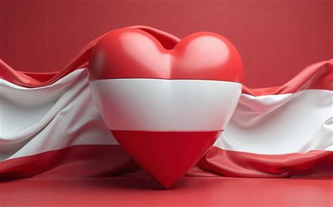다운로드 나는 오스트리아를 좋아합니다 4k 실크 물결 배경 3d 아트 창의적인 오스트리아의 날 오스트리아의 깃발 오스트리아 국기와의 마음 3d 하트