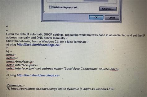 Part 1 Setting Dhcp From The Cli Command Line