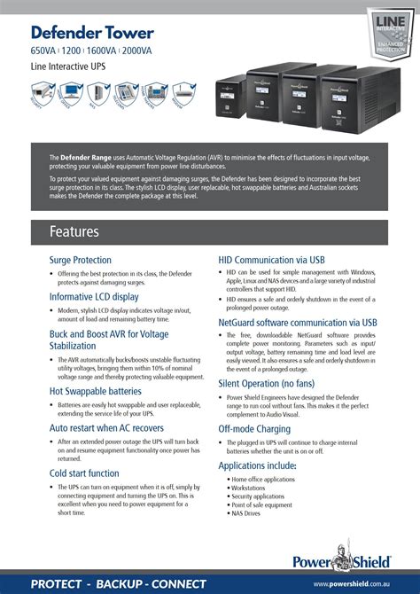 PowerShield Defender KVA LCD AVR Line Interactive UPS PLE Computers