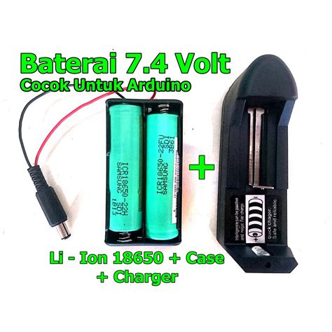 Jual Baterai Li Ion 2x 18650 7 4 Volt Dan Case Batre Plus Charger 1 Slot Shopee Indonesia