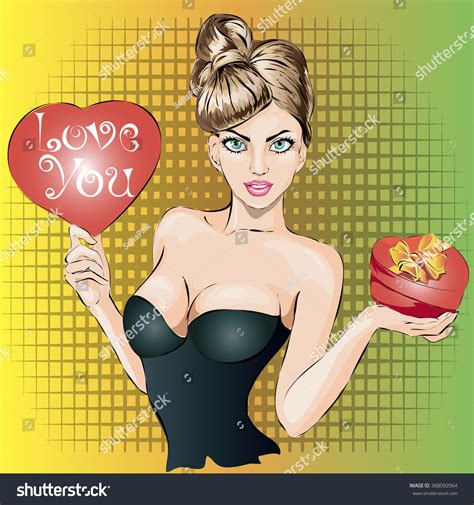 Valentines Day Pinup Sexy Woman Portrait Stock Vector Royalty Free
