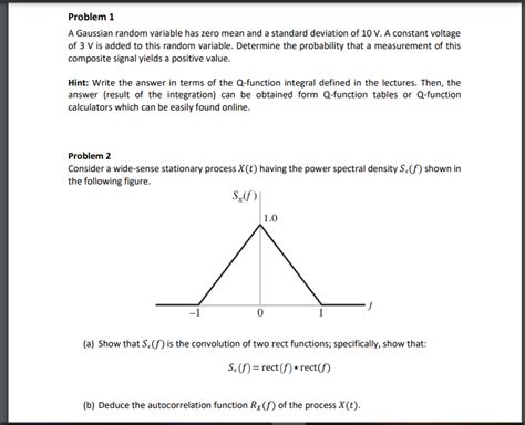 Solved Problem 1 A Gaussian Random Variable Has Zero Mean