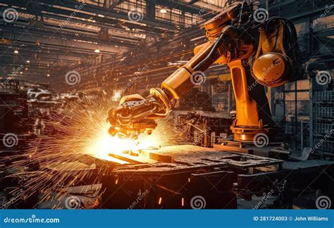 Heavy Automation Robot Arm In Smart Factory Stock Illustration Illustration Of System