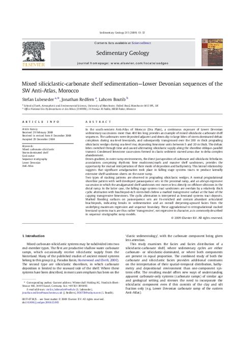 Pdf Mixed Siliciclastic Carbonate Shelf Sedimentation—lower Devonian