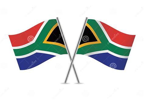 South Africa Crossed Flags South African Flags On A White Background