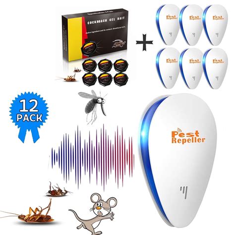 6 Packs Ultrasonic Pest Repeller 6 Ckroach Gel Bait Mouse Repellent Indoor Pest Repellent