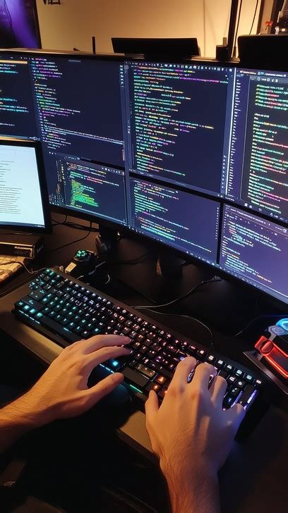 Free Coding Multi Monitor Setup Image Download At Stockcake