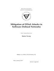 Thesis Proposal Mitigation Of DDoS In SDN Pdf W YA M ASARYK U NIVERSITY