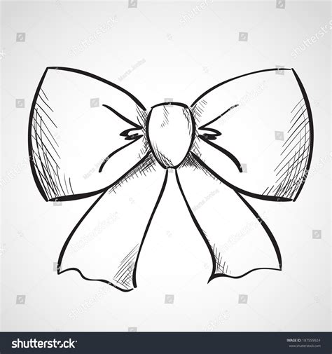 Sketch Ribbon Bow Hand Drawn Ink Stock Vector Royalty Free 187559924
