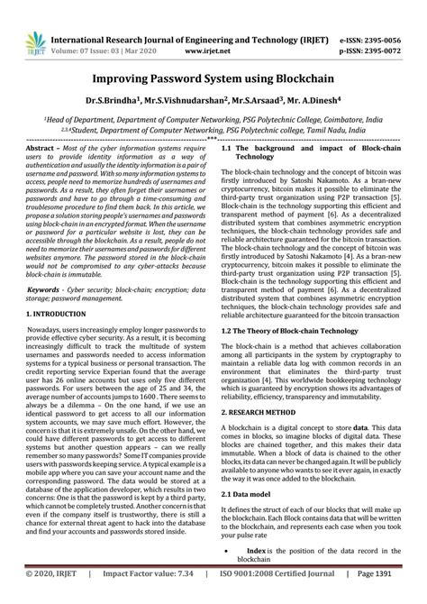 Irjet Improving Password System Using Blockchain By Irjet Journal Issuu