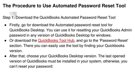 Ppt How To Use Automated Password Reset Tool In Quickbooks Powerpoint