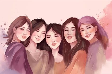 Premium Ai Image A Cartoon Of A Group Of Girls