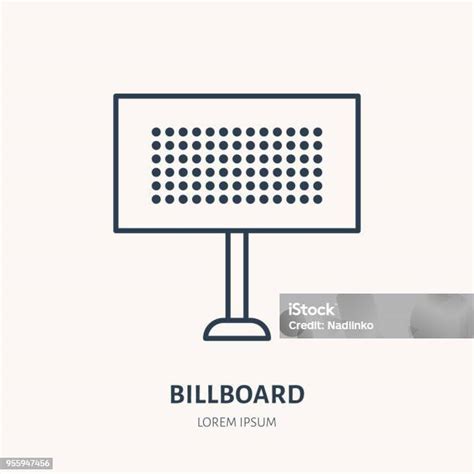 빌보드 플랫 라인 아이콘입니다 옥외 광고 간판입니다 거리 광고 마케팅 서비스에 대 한 얇은 선형 로고 간판에 대한 스톡 벡터 아트 및 기타 이미지 Istock