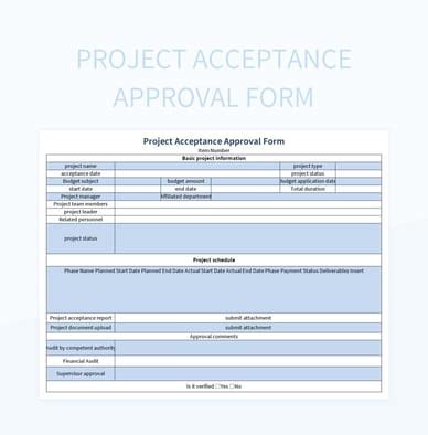 Project Acceptance Approval Form Excel Template And Google Sheets File For Free Download